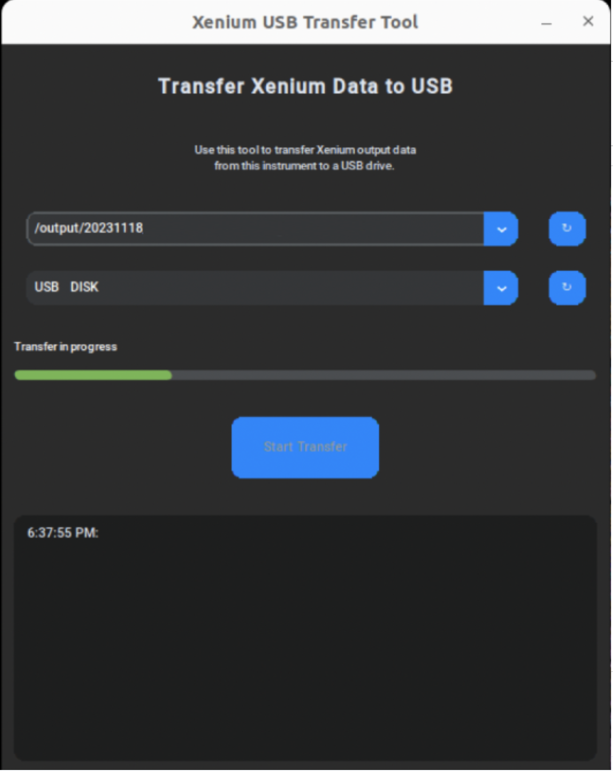 How do I transfer data via USB on Xenium Analyzer instruments on SW ...